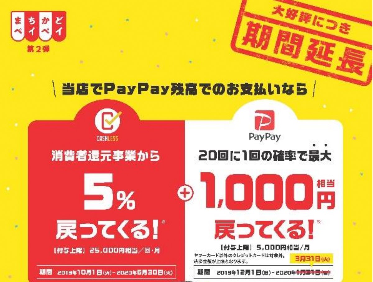 PayPay「20回に1回最大1,000円相当が戻ってくる」キャンペーン、3月まで延長 - PHILE WEB