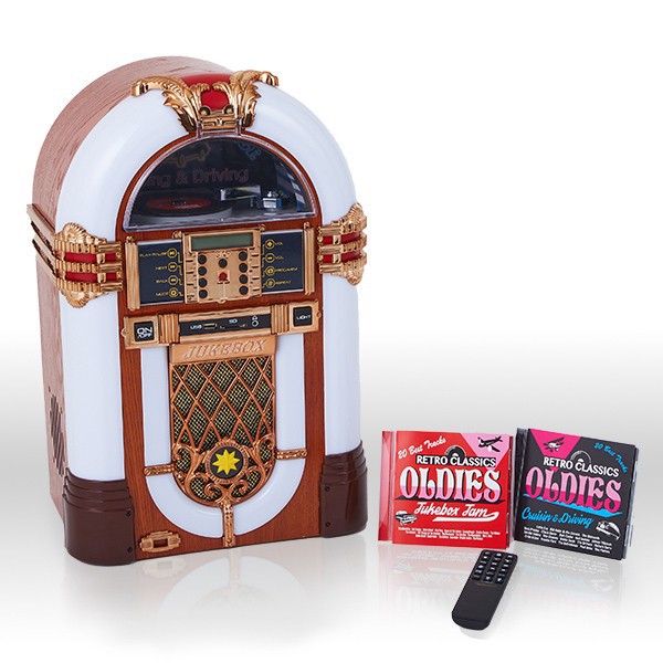 レトロな“ジュークボックス型”CDプレーヤー。アメリカン・オールディーズの2枚組CDつき - PHILE WEB